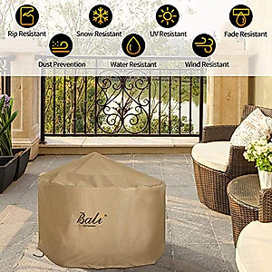 BALI OUTDOORS 32 Inch Fire Pit Round Cover Column, Heavy Duty, Waterproof and Weather Resistant Oxford Fabric Cover, Brown