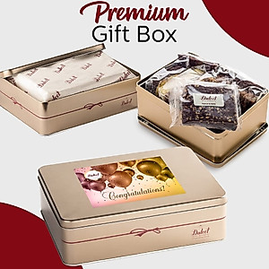Dulcet Gift Baskets Congratulations Celebration Delightful Cookie Gift Box Assortment with Traditional Black and White - Sprinkle Cookies, - Assorted Flavors Gift for Holidays, Birthday, Baby Shower or Office Gaterings for Men & Women