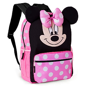 Disney Bundle Disney Minnie Mouse School Supplies Set - Minnie School Bag Bundle with 16 Backpack for Girls with Rhinestone Stickers, disney School Supplies