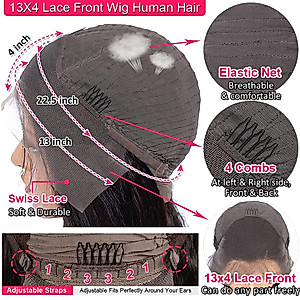 RESHOWBEAUTY Lace Front Wigs Human Hair Straight 13x4 Frontal For Black Women With Baby 180% Density Transparent Brazilian Virgin Wig Pre plucked Natural Color (24 Inch)