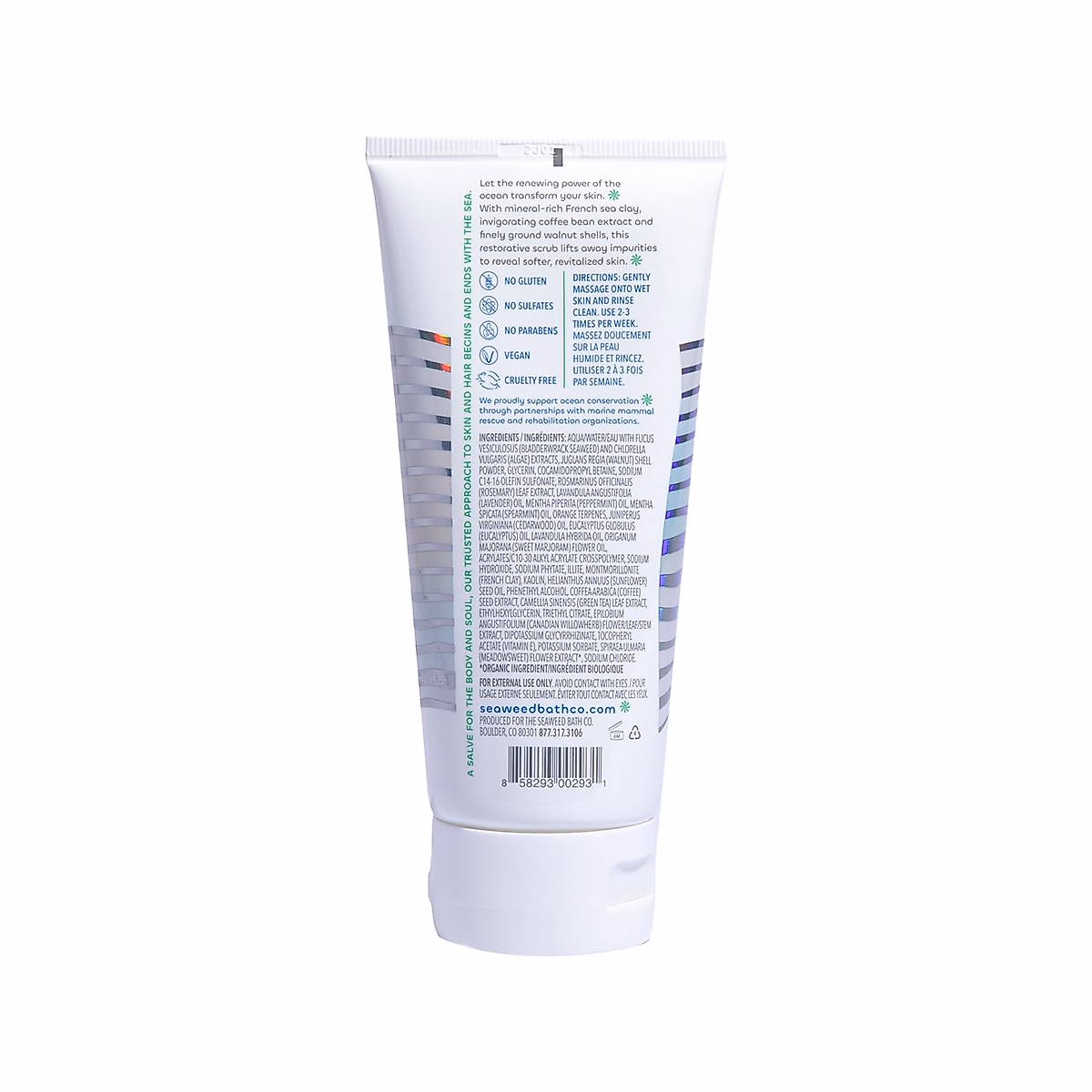 Seaweed Bath Co. Detox Body Scrub, Rosemary Mint Scent, 6 Ounce, Sustainably Harvested Seaweed, French Sea Clay, Coffee Extract