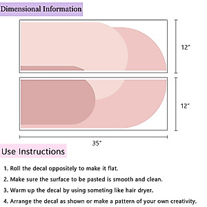 Sunrise Modern Arch Wall Decal, Boho Arch Wall Sticker,Removable Self Adhesive Boho Mural Sticker for Living Room,Headboard,Kids Girl Boy Bedroom (Pink)