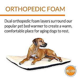 K&H Pet Products Ortho Thermo-Bed Heated Dog Bed Fleece X-Large 33 X 43 Inches