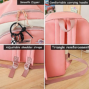 YGYCF Kawaii Backpack 5Pcs Set for Student with Cute Knot Accessories - School Bags for Teen Girls Back to School Supplies Essentials Aesthetic Bookbag, C Blue