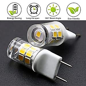 Adzok G8 Light Bulb, G8 GY8.6 Bi-pin Base LED, Not Dimmable T4 G8 Base Bi-pin Xenon JCD Type LED 120V 35W Halogen Replacement Bulb for Under Counter Kitchen Lighting (5-Pack) (Daylight White 6000k)