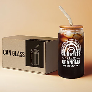 Gifts for Grandma - Gifts for Grandma Birthday Unique, Grandma Birthday Gifts from Grandchildren - Mothers Day Gifts for Grandma - Grandmother Gifts, Grandma Gift Ideas - 16 Oz Grandma Cup Can Glass