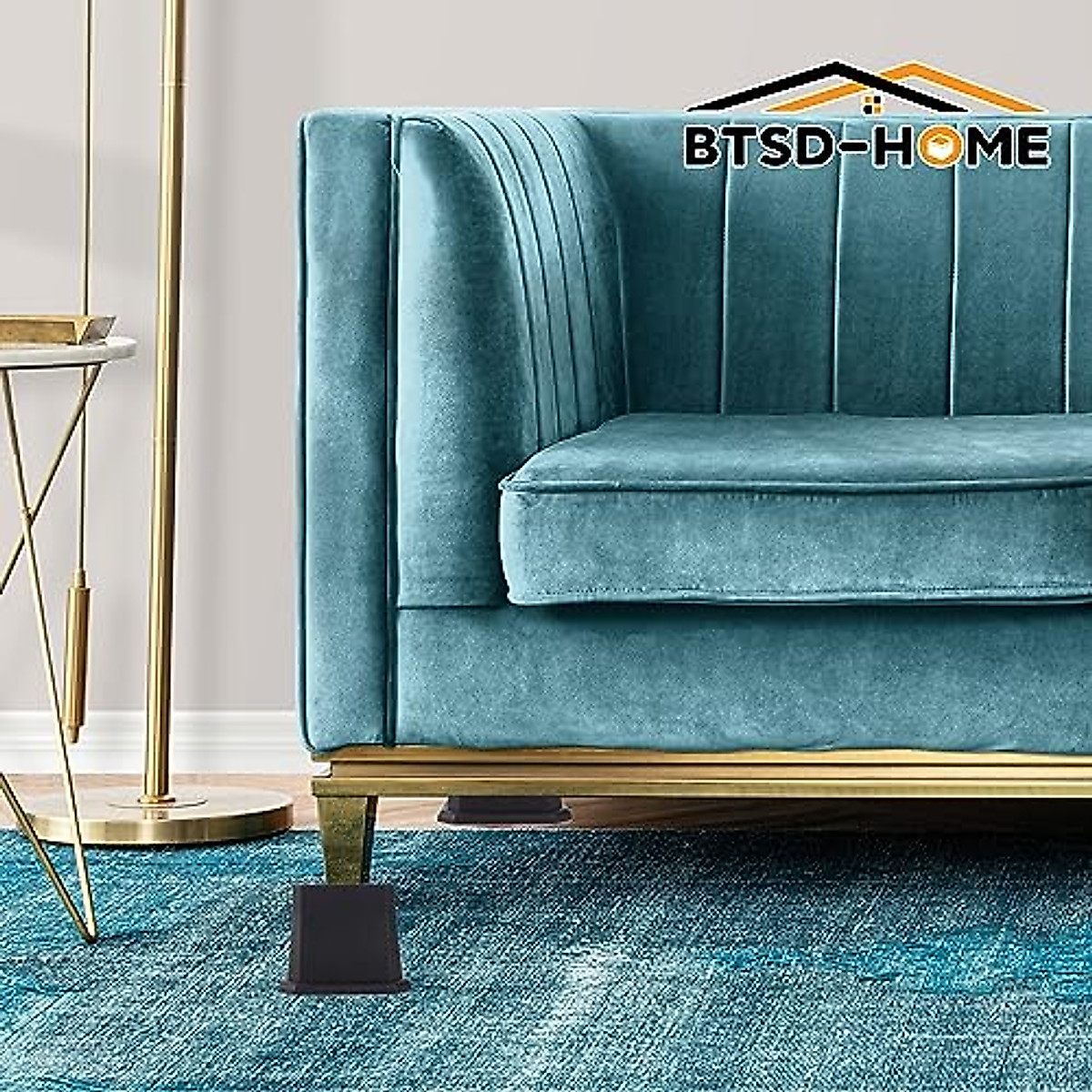 BTSD-home Bed Risers 2, 3 or 4 Inch Heavy Duty Furniture Risers Adjustable Dorm Bed Lifts Risers Table Desks Legs Blocks 4 Pack Black