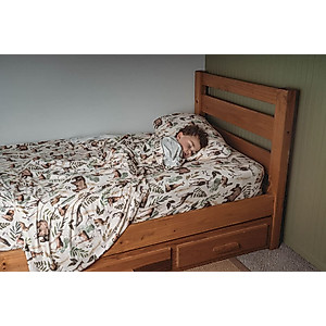 Pobi Baby - Premium Twin Fitted Sheet, Flat Sheet with Pillow case - Ultra-Soft Cotton Blend, Stylish Woodland Pattern, Deep Pockets - Twins Sheets - 3 PC (Wildlife Animal)