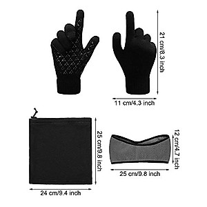 SATINIOR 6 Pieces Ear Warmer Headband Warmer Face Mask Fleece Neck Gaiter Touch Screen Winter Knit Gloves for Men and Women