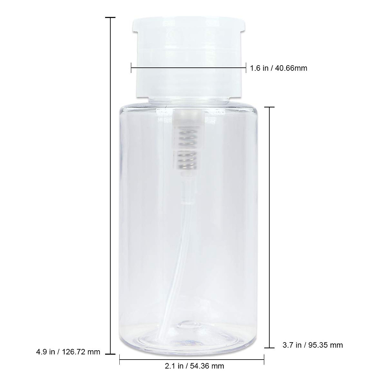 Beauticom Professional No Wording Labeled Push Down Liquid Pumping Empty Bottle Dispenser (7 oz, Clear)