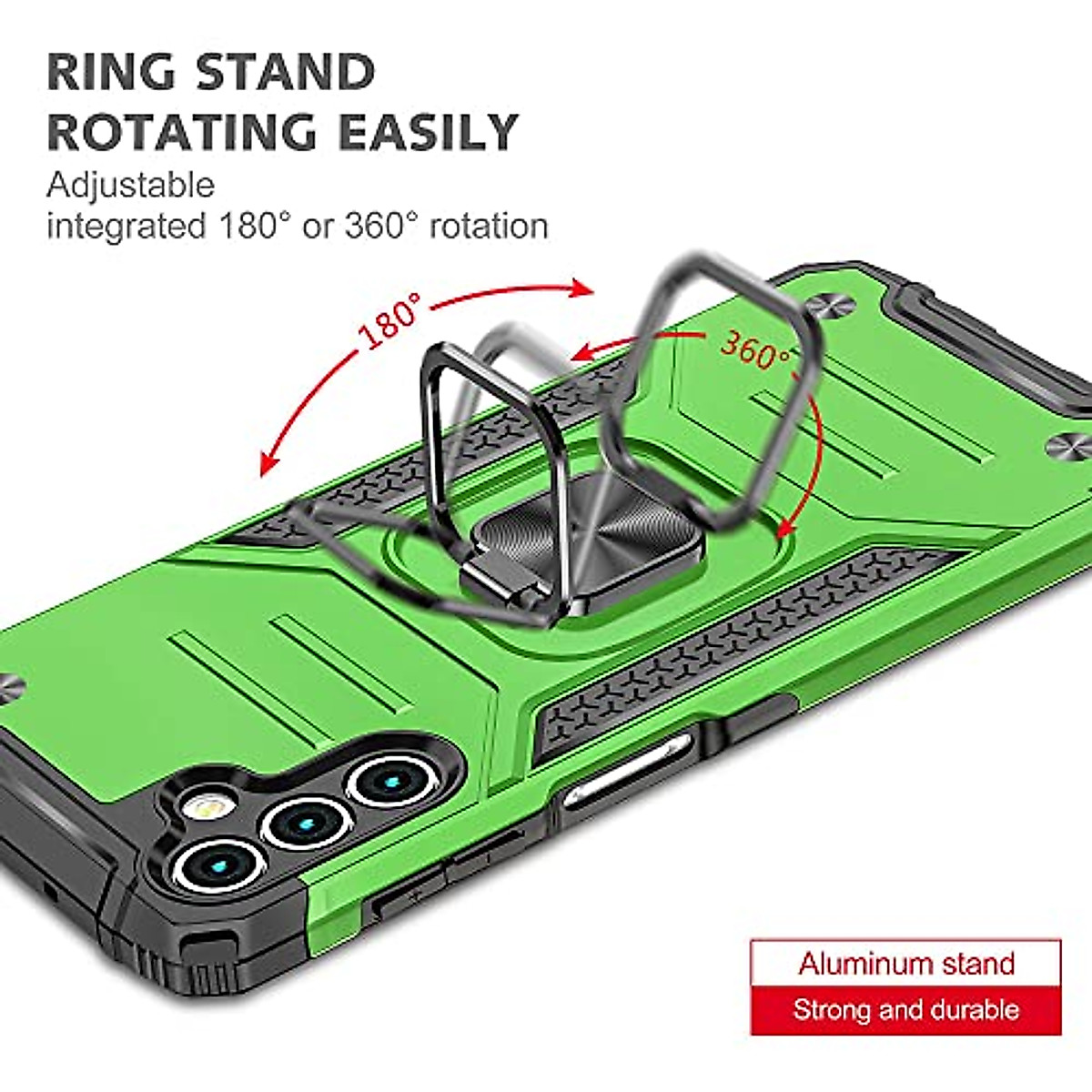 for Samsung A13 5G Case, Galaxy A13 5G Case with Screen Protector, 360°Military Grade Rotatable Kickstand (Heavy Duty) Protective Cases for Samsung Galaxy A13 5G (Green)