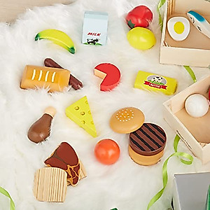 Melissa & Doug Food Groups - 21 Wooden Pieces and 4 Crates, Multi - Play Food Sets For Kids Kitchen, Pretend Food, Toy Food For Toddlers And Kids Ages 3+