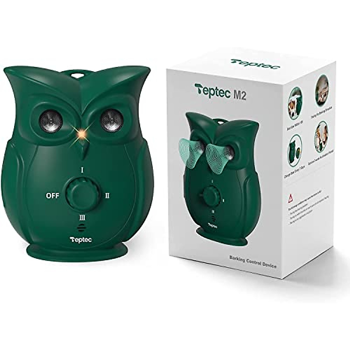 Teptec Dog Barking Control Devices with Dual Ultrasonic Speakers, Stronger Rechargeable Anti-Bark Device for Outdoor Waterproof and Indoor, Dog Barking Deterrent Safe for Human & Dogs