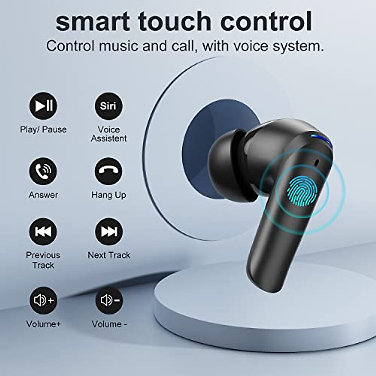 FOF Wireless Earbuds Noise Cancelling Bluetooth 5.3 Headphones IPX6 Waterproof LED Power Display Ear Buds in-Ear Earphones with Wireless Charging Case 4 Microphone 50H Playback Headset