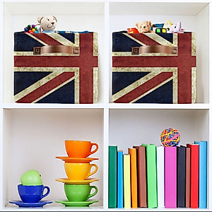 ALAZA Old Union Jack Fashion Foldable Storage Box Storage Basket Organizer Bins with Handles for Shelf Closet Living Room Bedroom Home Office 2 Pack