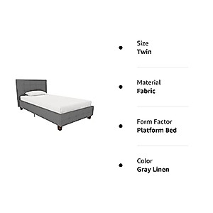 DHP Rose Upholstered Platform Bed with Button Tufted Headboard and Footboard, No Box Spring Needed, Twin, Gray Linen