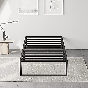 Richwanone 14 inch Twin XL Platform Bed Frame Heavy Duty Metal Mattress Foundation with Steel Slat Support, No Box Spring Needed, Easy Assembly, Black