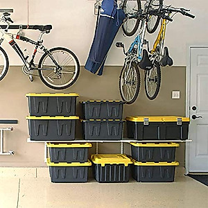 HOMZ 18 Gallon Durabilt LLDPE Heavy Duty Storage Container, Black Base, Yellow Lid, 8-Pack