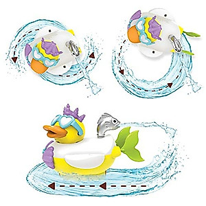 Yookidoo Jet Duck Mermaid Bath Toy with Powered Water Shooter - Sensory Development & Bath Time Fun for Kids - Battery Operated Bath Toy with 15 Pieces - Ages 2+