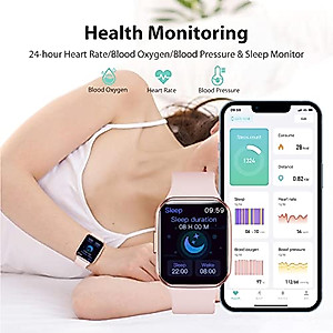 WalkerFit A1 Smart Watch for Woman Man, Fitness Tracker with Heart Rate/Sleep Monitor,Pedometer, IP68 Waterproof, 1.7" Touch Screen, Activity Tracker with Calories, Support Android iPhone iOS, Pink