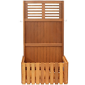 Sunnydaze Outdoor Wooden Garden Planter Box with Privacy Screen