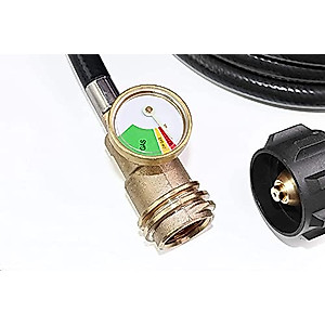 DOZYANT 12 Feet Propane Hose with Gauge,Include Tank Adapter Converts POL 100 lb LP Tank to QCC1 for Gas Grill, Stove and More Propane Appliances