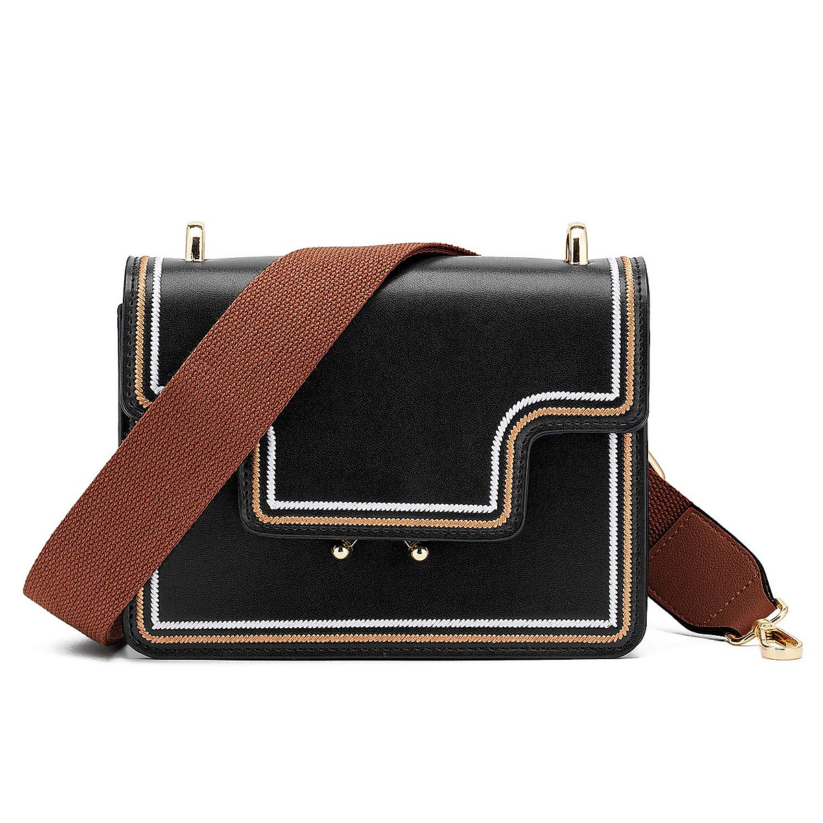 DEVPSISR Wide Shoulder Purse Strap Replacement Adjustable Belt Canvas Bag Crossbody Handbag (Leather Buckle-Coffee)