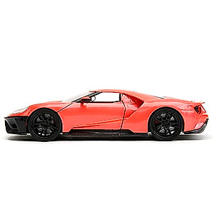 2017 GT Light Red Metallic with Black Stripe Pink Slips Series 1/24 Diecast Model Car by Jada 34657
