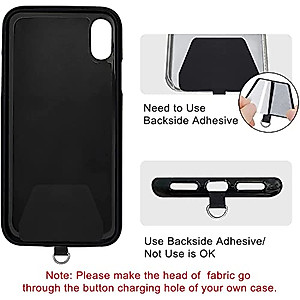 takyu Cell Phone Lanyard Tether with Patch, Universal Smartphone Wrist Strap, Including 2 Black Phone Chain Cords and 4 Transparent Phone Tether Tabs