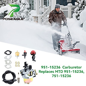 POSEAGLE 951-15236 Carburetor Replaces 951-15236, 751-15236 for MTD Troy-Bilt Cub Cadet 270-WU, 270-WUA, 670-WU, 670-WUA, 670-WUB Snow Thrower Engines