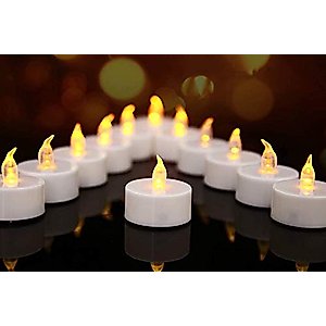 OSHINE 12-Pack Flameless Tea Lights LED Tea Lights Candles,Flickering Tea Candles Battery Included as Halloween Lights,Pumpkin Decoration,Holiday,Garden,Wedding,Party,Décor(Warm Yellow Light