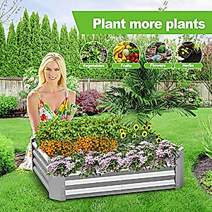 Raised Garden Bed Outdoor Aluminum Planter Box Kit for Vegetables Flower Herb, 2 Sets, 38x38x12 in