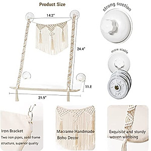 Dahey Cat Window Perch Macrame Cat Hammock Boho Wall Mounted Pet Resting Seat Bed for Indoor Cats Space Saving kitty Sunny Swing Shelf on Window Safety Holds up to 45 lbs with Screw Suction Cups, Gift