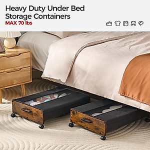 FOUCSSOMEI Under Bed Storage with Wheels, Under Bed Drawers On Wheels, Rolling Under Bed Storage with Metal Frame,for Clothes Shoes Blanket Toys, Patented Design