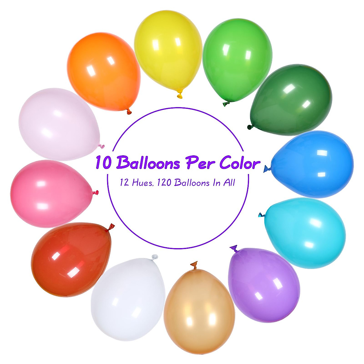 YALLOVE Latex Balloon Assorted Color, Set of 120, 12 Inch for Helium or Air Use, Thickened Balloons for Baby Shower Birthday Grad Party Arch Stand Decorations