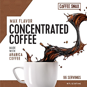 Coffee Snax Cold Brew Coffee Concentrate, Unsweetened Black Coffee Concentrate with No Added Sugar (Bulk 96 Servings Bottle)