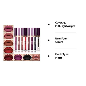 QiBest 7Pcs Matte Liquid Lipstick wiith 1Pcs Lip Plumper Makeup Set, Waterproof Lip Gloss Sets Kit Pigmented Long Lasting Velvet Lip Makeup Gift for Women and Girls