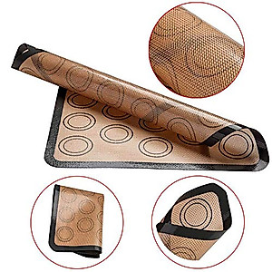 Macaron Silicone Baking Mats, Jsdoin Reusable Nonstick Macaron Parchment Paper, Baking Supplies Set, Include 2 Sheet Macaron Parchment Paper(16"x11.8"), 12 Piping Tip, 2 Piping Bag and 2 Bag Tie