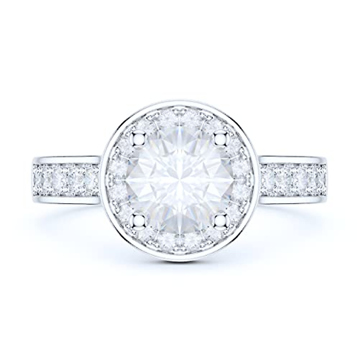 PRSTANI Sterling Silver 1CT Simulated Round Brilliant Cut Diamond Halo Promise Engagement Ring (7)