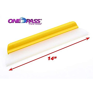 One Pass Hydroglide 14" Waterblade Silicone Y-Bar Squeegee Yellow with XL Micro Fiber Towel
