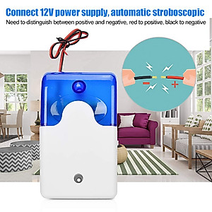 PUSOKEI 12V Wired Strobe Siren, 110dB Wired Indoor Audible and Aisual Siren Sound Alarm for Home Security Alarm System, Blue