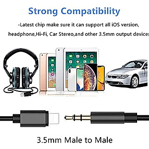PAISE Aux Cord for iPhone,Apple MFi Certified Lightning to 3.5mm Aux Audio Cable for Car Compatible for iPhone 12/11/XS/XR/X 8 7 6 5,Home Stereo, Headphone - 3.3ft(Black)