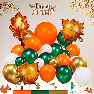 Fall friendsgiving balloon arch Orange and green Balloon Garland kit 132pcs Orange Gold Emerald hunter Green white balloons for Autumn Boho Baby Shower Bridal Shower thanksgiving decorations