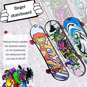 RONGYI Finger Skateboard Set, 20 Pieces Finger Skateboard Professional Mini Fingerboards Skatepark Game Keychain Decoration for Skateboard Lovers Gifts for Children, One Sided Pattern