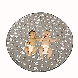 51" Multi-Purpose Waterproof Baby Splat Mat for Under High Chiar, Portable Play Mat for Toddler, Non-Slip Floor Splash Mat and Table Cloth (Beige Arrow)