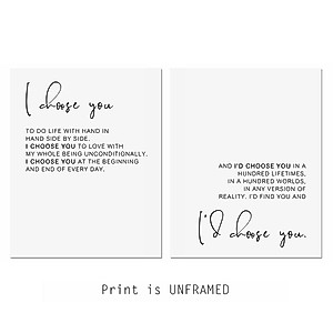 I Choose You To Do Life And I'd Choose You Wall Decor Bedroom Sign Engagement Wedding Gift Couples Anniversary Gift Love Quotes Print UNFRAMED (11X14 INCH)