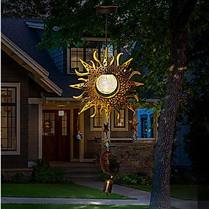 Hanging Solar Lights Wind Chimes: Sun Wind Chimes Outdoor for Mom's Day Gifts-Solar Wind Chimes Waterproof Globe Glass Path Lights with Windbells for Patio Lawn Porch Decoration and Festival Gifts