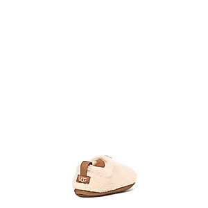 UGG Unisex-Child Plushy Slipper, Natural/Chestnut, 10 Toddler