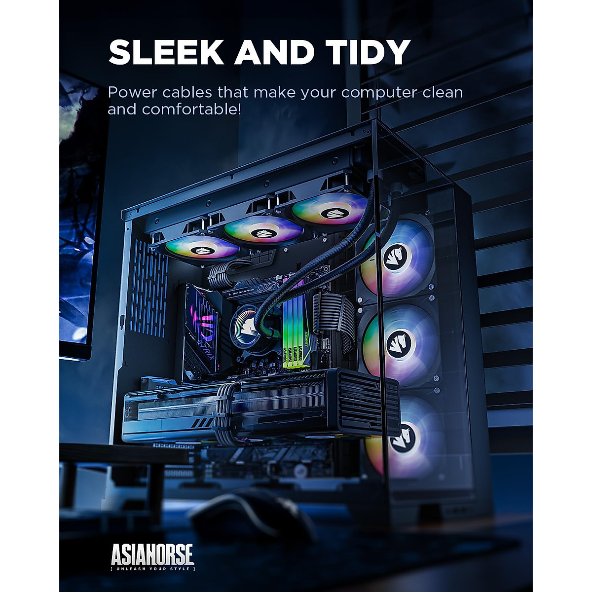 ASIAHORSE 16AWG PSU Cable Extension Power Cords, Customized Power Supply Mod Sleeve Extension Cable, ATX/EPS/8-pin PCI-E/6-pin PCI-E for PSU Cable