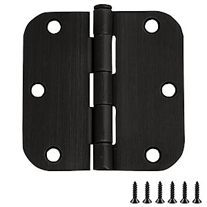 Design House 181438 Door Hinges for Interior Doors Radius Corner Steel Door Hinge Door Hardware, 3-1/2-inch x 3-1/2-inch, Oil Rubbed Bronze, 3-Pack